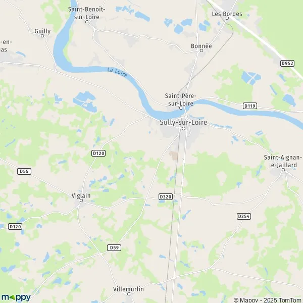 Map Sully-sur-Loire: map of Sully-sur-Loire (45600) and practical ...