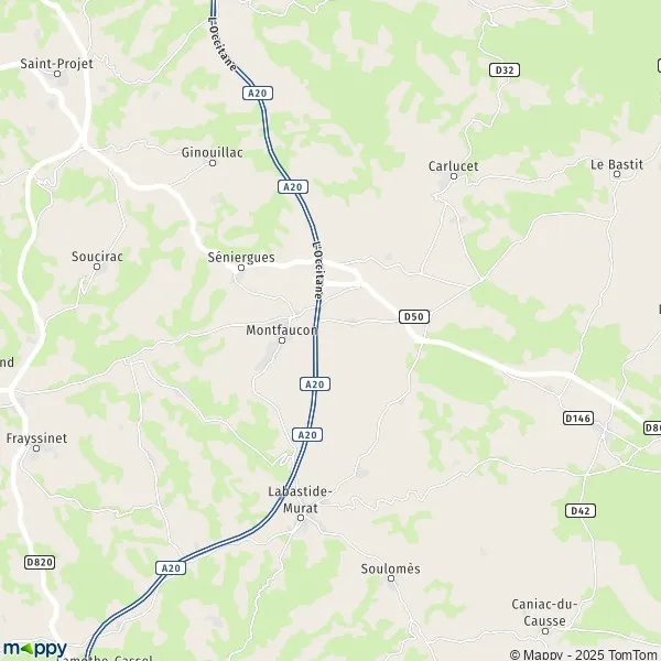 Map Montfaucon: map of Montfaucon (46240) and practical information