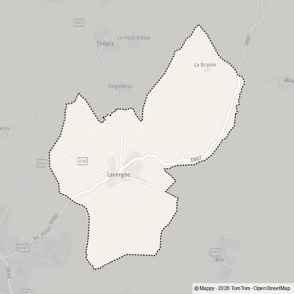 Map Lavergne: map of Lavergne (46500) and practical information