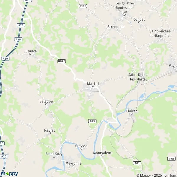 Map Martel: map of Martel (46600) and practical information
