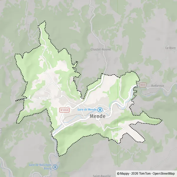 Map Mende: map of Mende (48000) and practical information