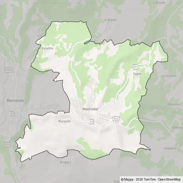 Map Montrodat: map of Montrodat (48100) and practical information