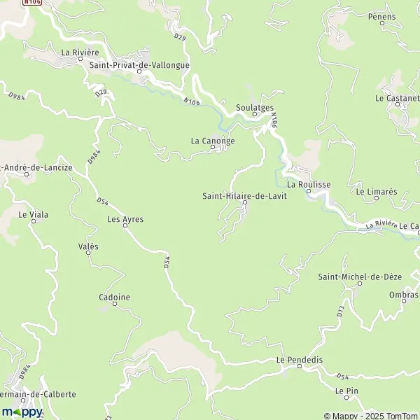 Map Saint-Hilaire-de-Lavit: map of Saint-Hilaire-de-Lavit (48160) and ...