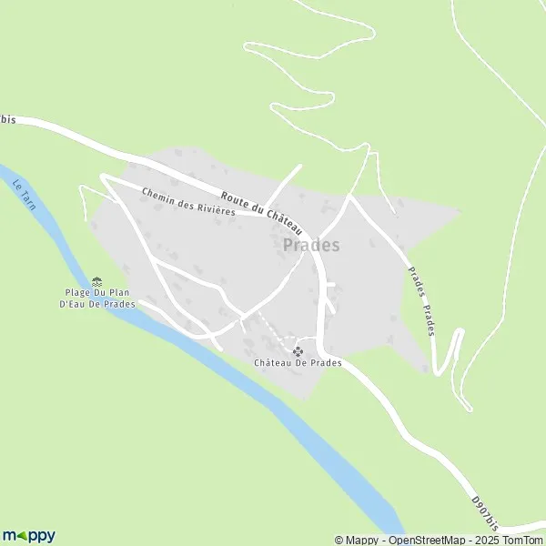 Map Prades: map of Prades (48210) and practical information