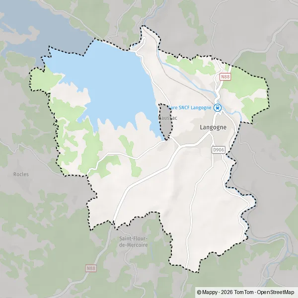 Map Langogne: map of Langogne (48300) and practical information