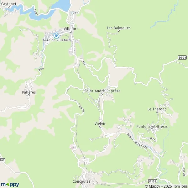 Map Saint-André-Capcèze: map of Saint-André-Capcèze (48800) and practical information