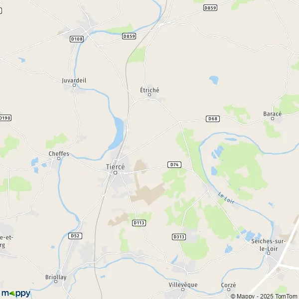 Map Tiercé: map of Tiercé (49125) and practical information