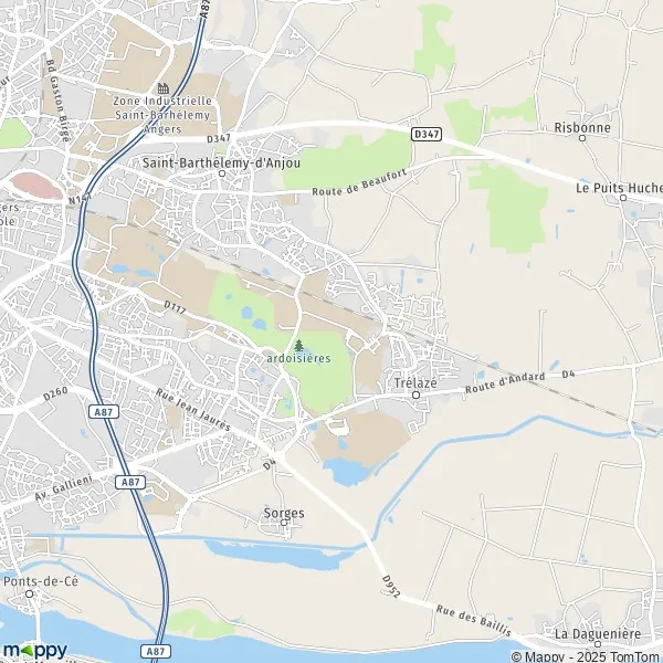 Map Trélazé: map of Trélazé (49800) and practical information