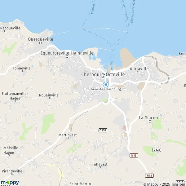 Map Cherbourg-en-Cotentin: map of Cherbourg-en-Cotentin (50100) and ...