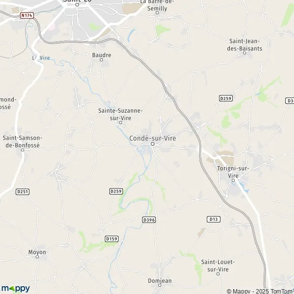 Map Condé-sur-Vire: map of Condé-sur-Vire (50420) and practical information