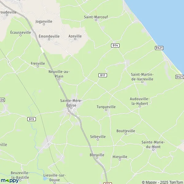Map Sainte-Mère-Église: map of Sainte-Mère-Église (50480) and practical ...