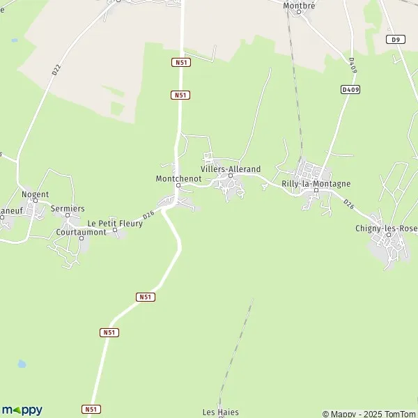 Map Villers-Allerand: map of Villers-Allerand (51500) and practical ...