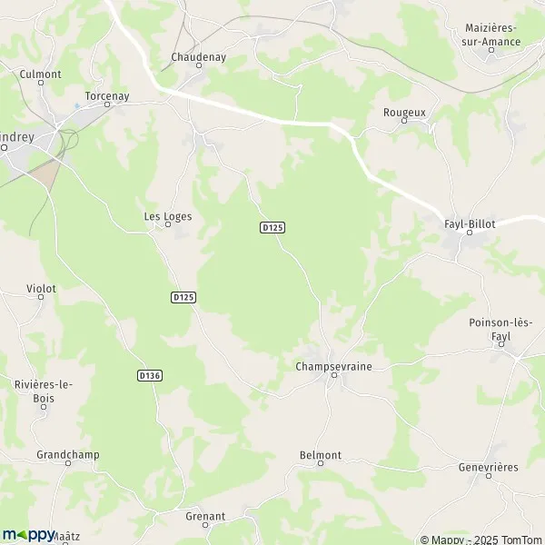 Map Champsevraine: map of Champsevraine (52500) and practical information