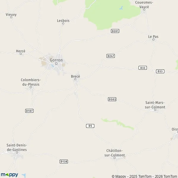 Map Brecé: map of Brecé (53120) and practical information