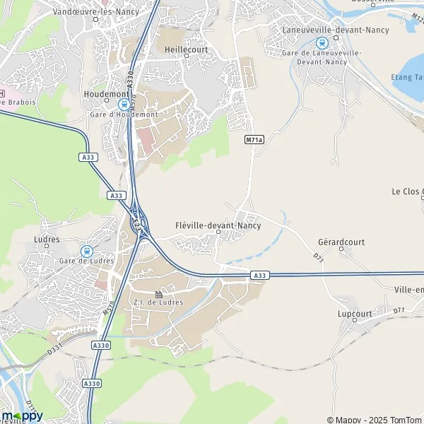 Map Fléville-devant-Nancy: map of Fléville-devant-Nancy (54710) and ...