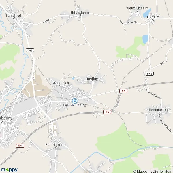 Map Réding: map of Réding (57445) and practical information