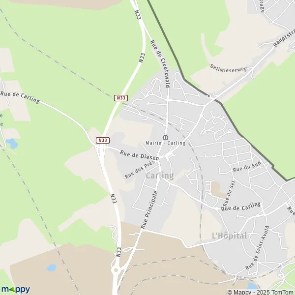 Map Carling: map of Carling (57490) and practical information