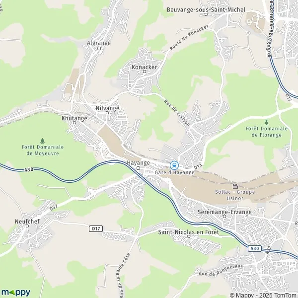 Map Hayange: map of Hayange (57700) and practical information