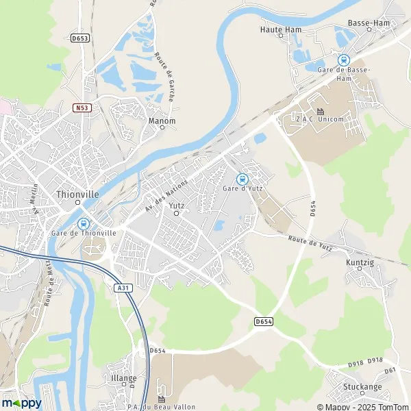 Map Yutz: map of Yutz (57970) and practical information