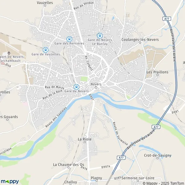 Map Nevers: map of Nevers (58000) and practical information