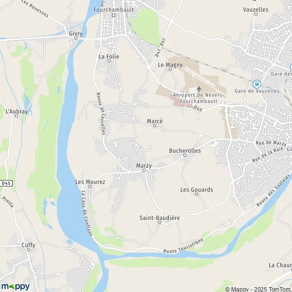 Map Marzy: map of Marzy (58180) and practical information