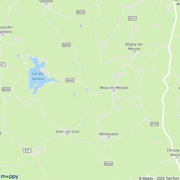 Map Moux-en-Morvan: map of Moux-en-Morvan (58230) and practical information