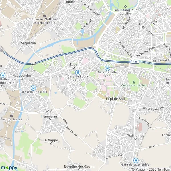 Map Loos: map of Loos (59120) and practical information