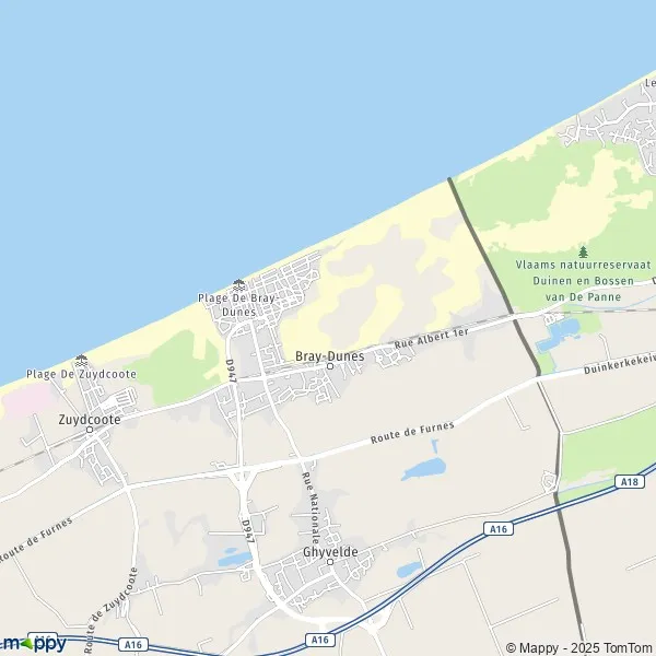 Map Bray-Dunes: map of Bray-Dunes (59123) and practical information