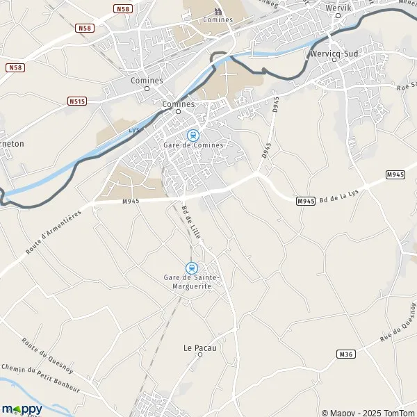 Map Comines: map of Comines (59560) and practical information