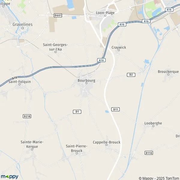 Map Bourbourg: map of Bourbourg (59630) and practical information