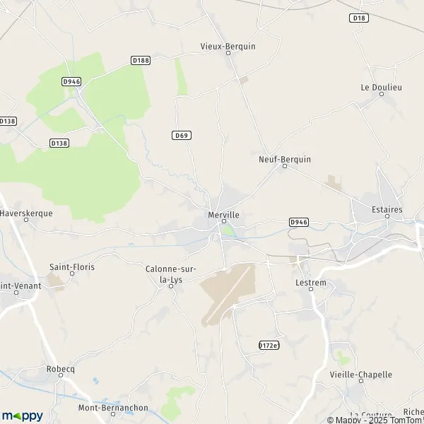 Map Merville: map of Merville (59660) and practical information