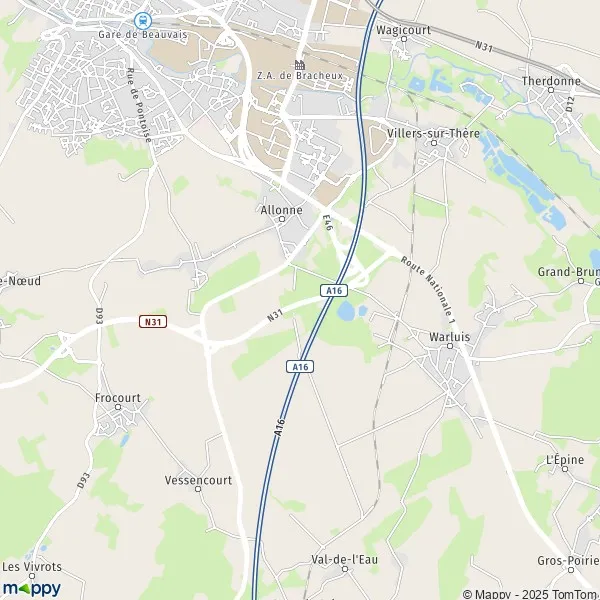 Map Allonne: map of Allonne (60000) and practical information