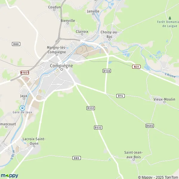 Map Compiègne: map of Compiègne (60200) and practical information