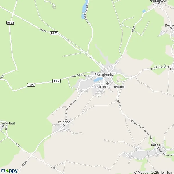 Map Pierrefonds: map of Pierrefonds (60350) and practical information