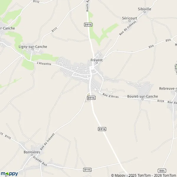 Map Frévent: map of Frévent (62270) and practical information