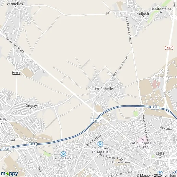 Map Loos-en-Gohelle: map of Loos-en-Gohelle (62750) and practical ...