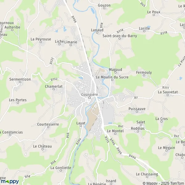 Map Courpière: map of Courpière (63120) and practical information