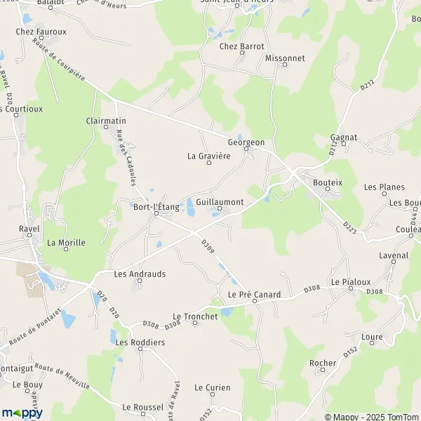 Map Bort-l'Étang: map of Bort-l'Étang (63190) and practical information