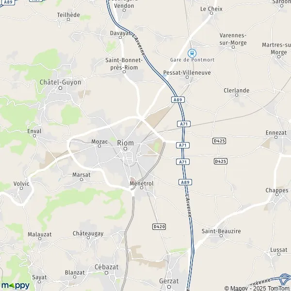 Map Riom: map of Riom (63200) and practical information