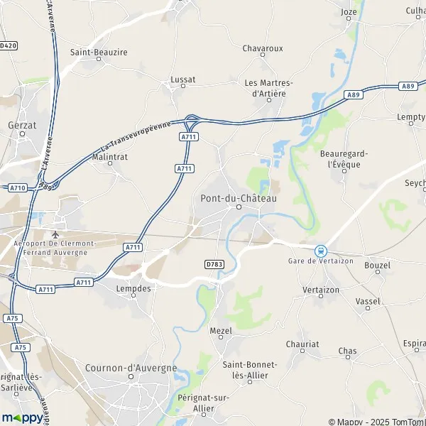 Map Pont-du-Château: map of Pont-du-Château (63430) and practical ...