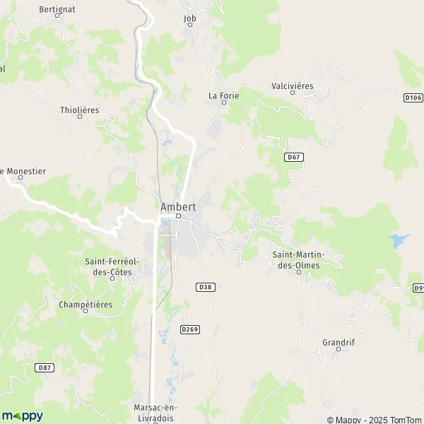 Map Ambert: map of Ambert (63600) and practical information