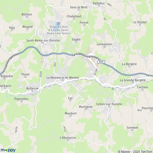Map La Monnerie-le-Montel: map of La Monnerie-le-Montel (63650) and ...