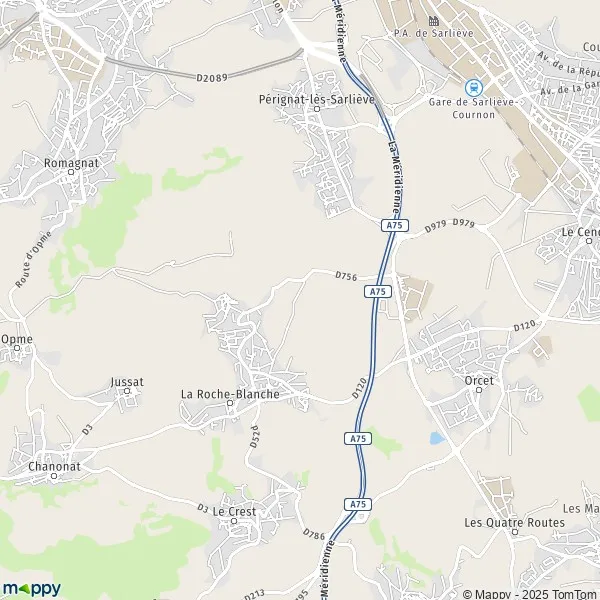 Map La Roche-Blanche: map of La Roche-Blanche (63670) and practical ...