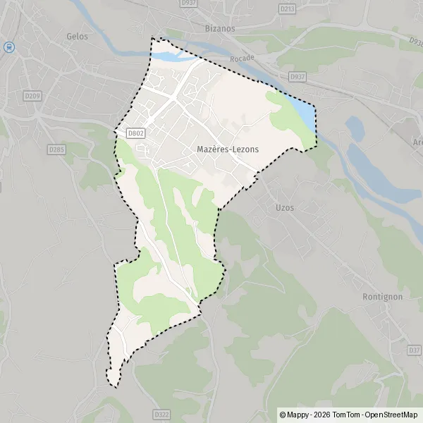 Map Mazères-Lezons: map of Mazères-Lezons (64110) and practical information