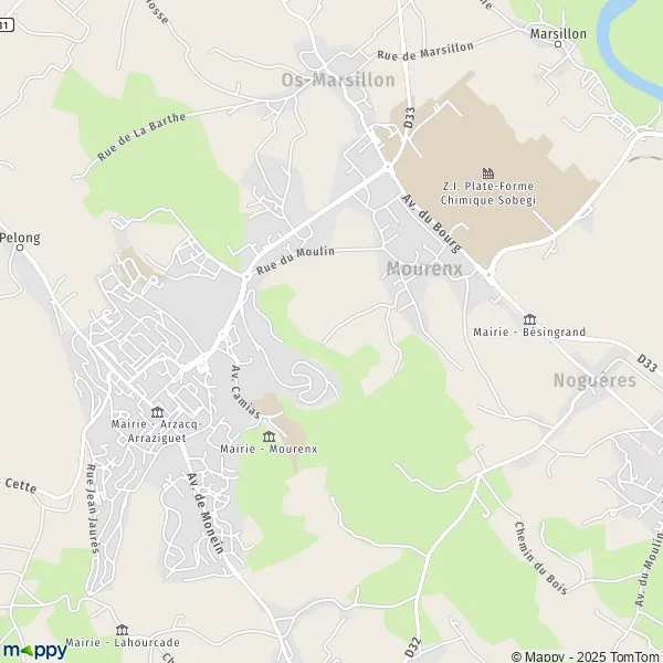 Map Mourenx: map of Mourenx (64150) and practical information