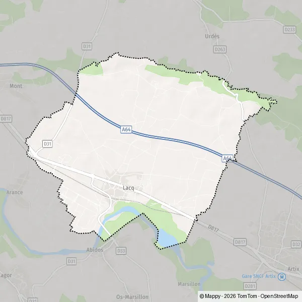 Map Lacq: map of Lacq (64170) and practical information