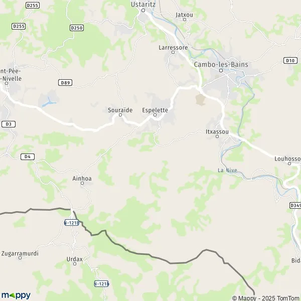 Map Espelette: map of Espelette (64250) and practical information