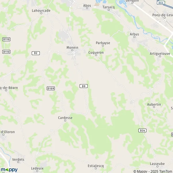 Map Monein: map of Monein (64360) and practical information