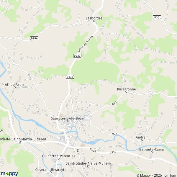 Map Sauveterre-de-Béarn: map of Sauveterre-de-Béarn (64390) and ...