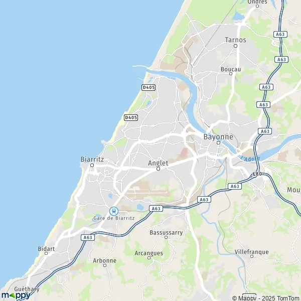 Map Anglet: map of Anglet (64600) and practical information